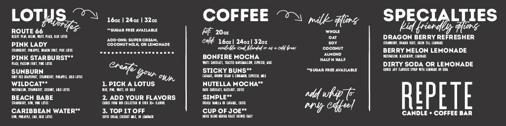 Drink Menu – RePete Candle & Coffee Bar